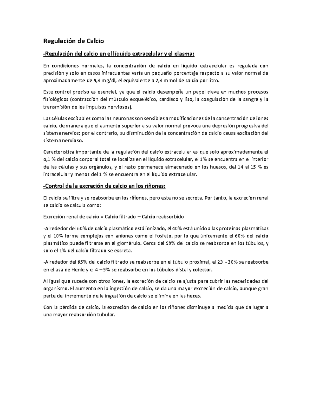 Regulación del Calcio - Regulación de Calcio -Regulación del calcio en ...