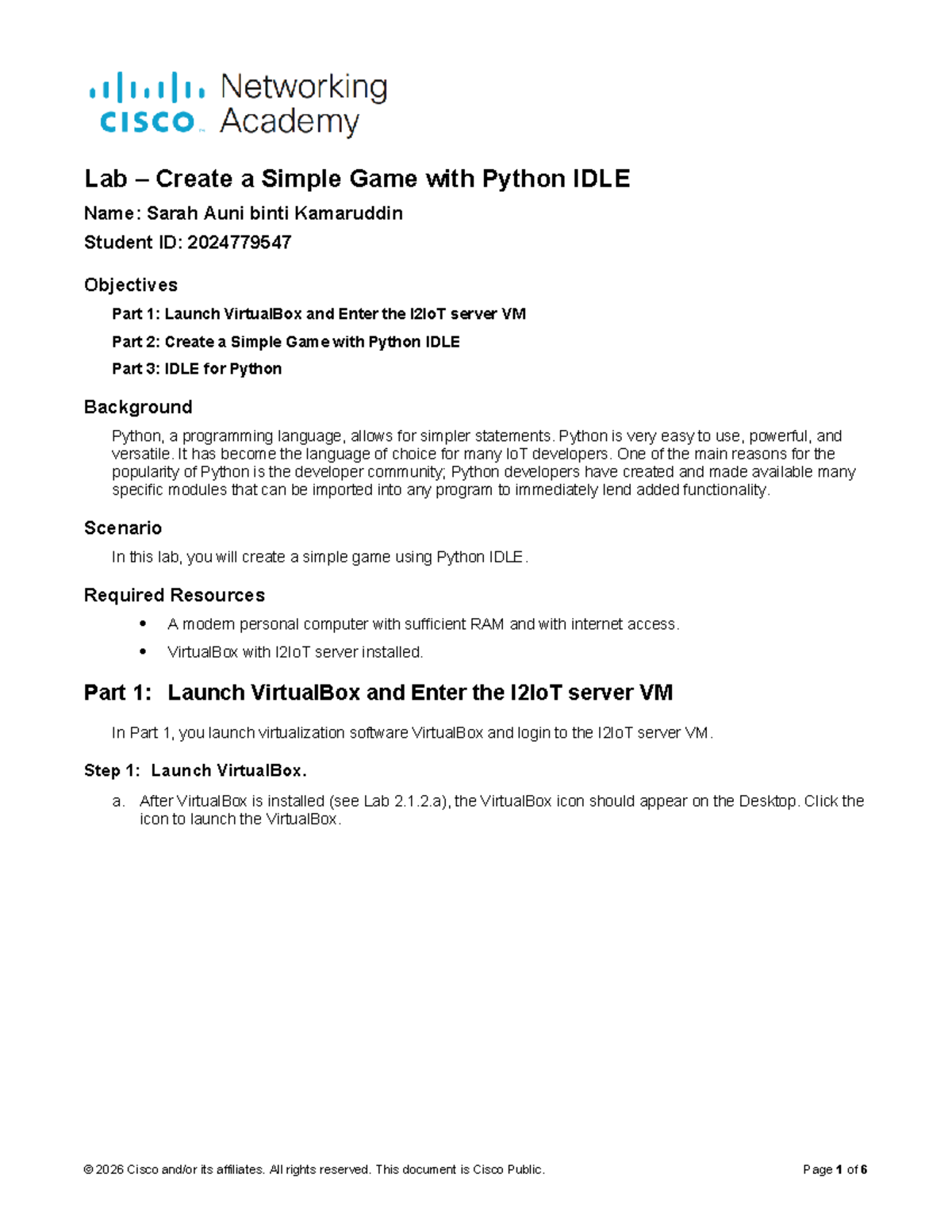 2.1.3.8 Lab: Create a Simple Game Using Python IDLE - Studocu
