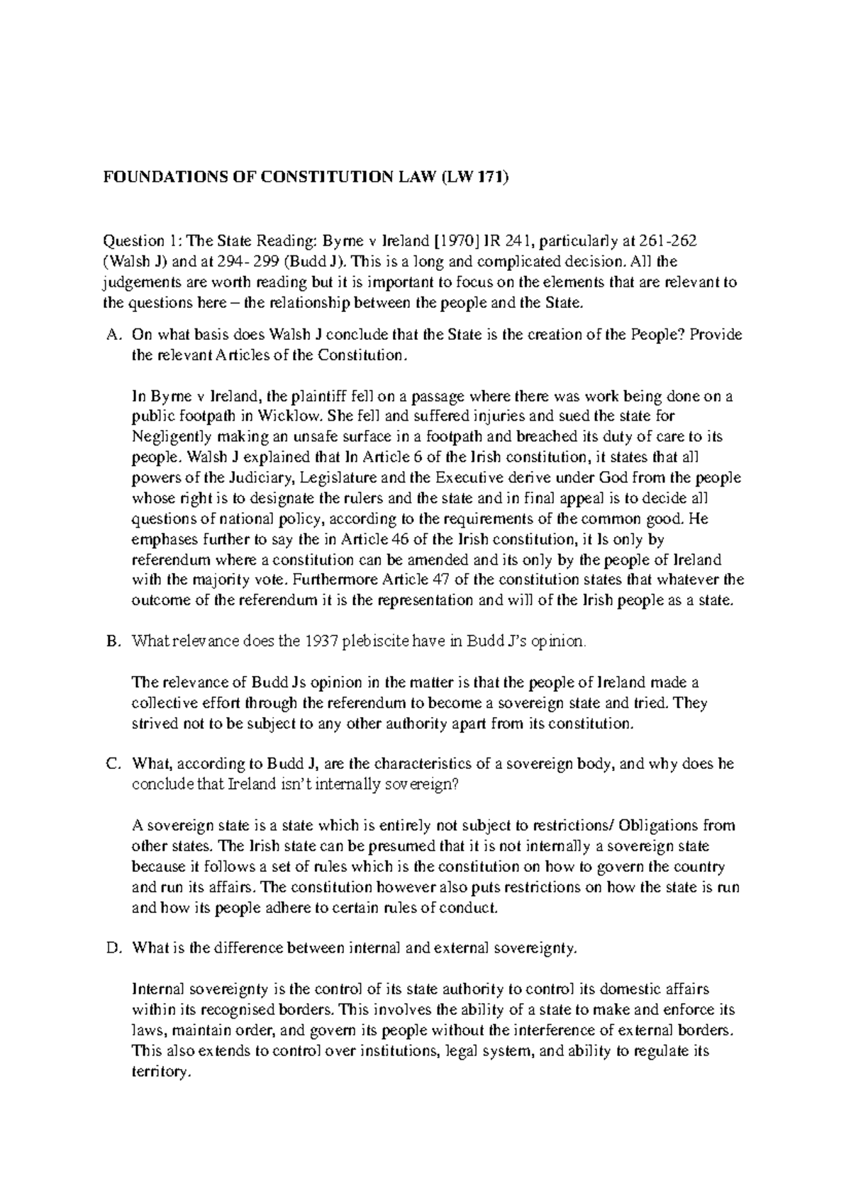Foundations of Constitution Law (LW 171) - Analysis of Key Judgments ...