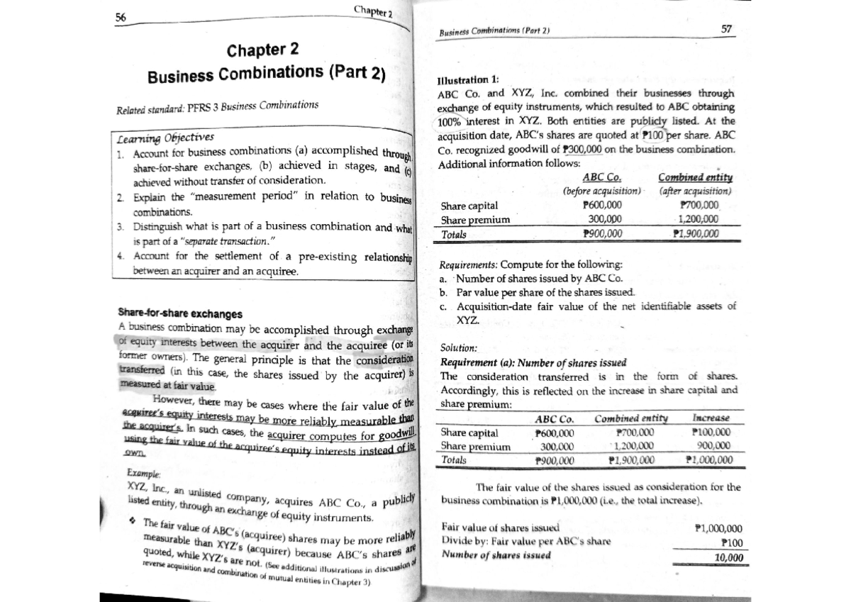 ABC-CHAP-2 - Business Combinations: Detailed Concepts and Computations - Studocu