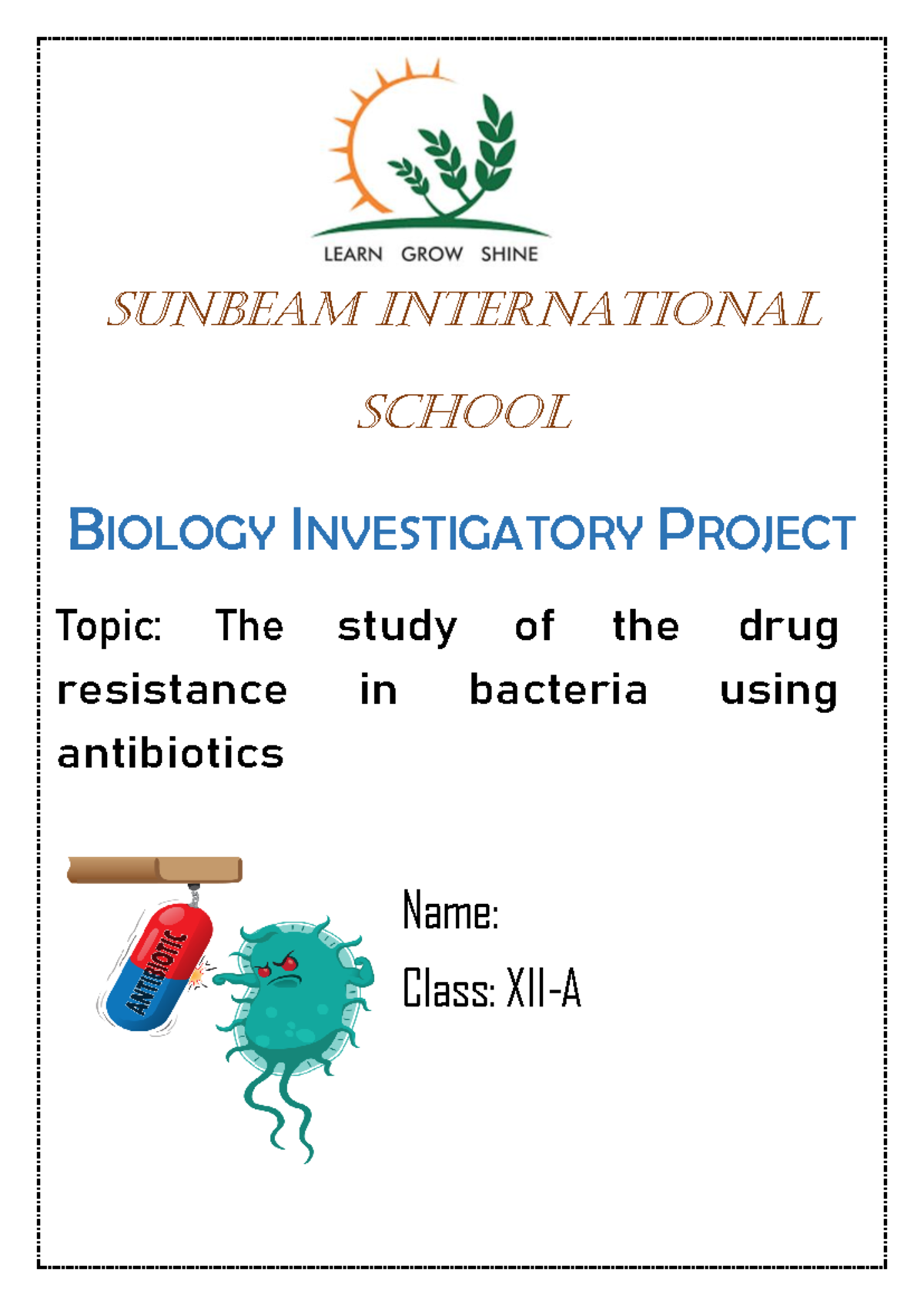Bio Project: Investigating Antibiotic Resistance in Bacteria (Class XII ...