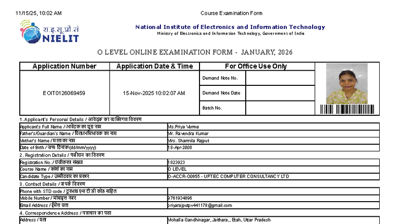 O LEVEL Online Exam Form - January 2026 - NIELIT - Studocu