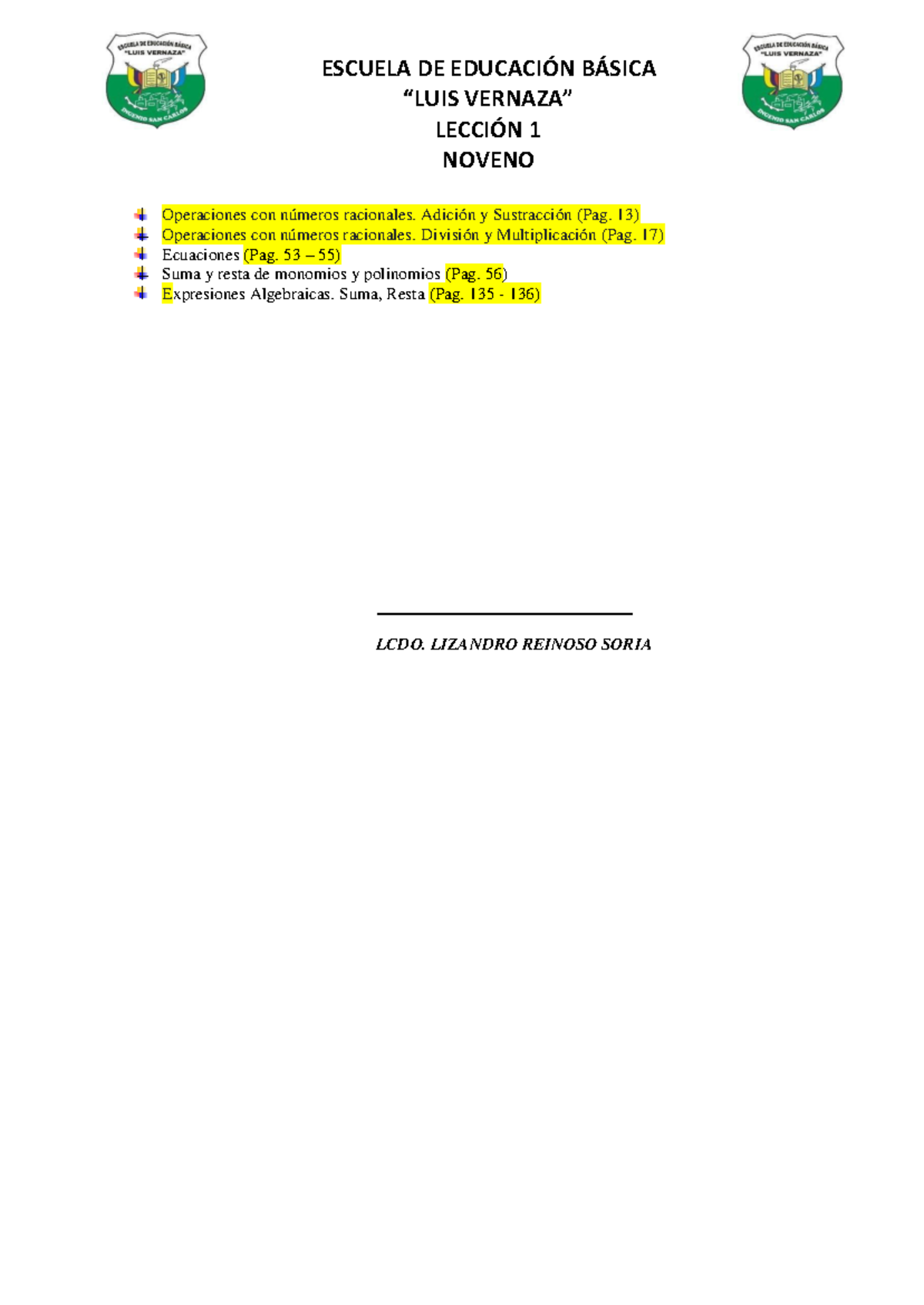Temario Lección 1 NEE - Calculo integral - ESCUELA DE EDUCACIÓN BÁSICA ...