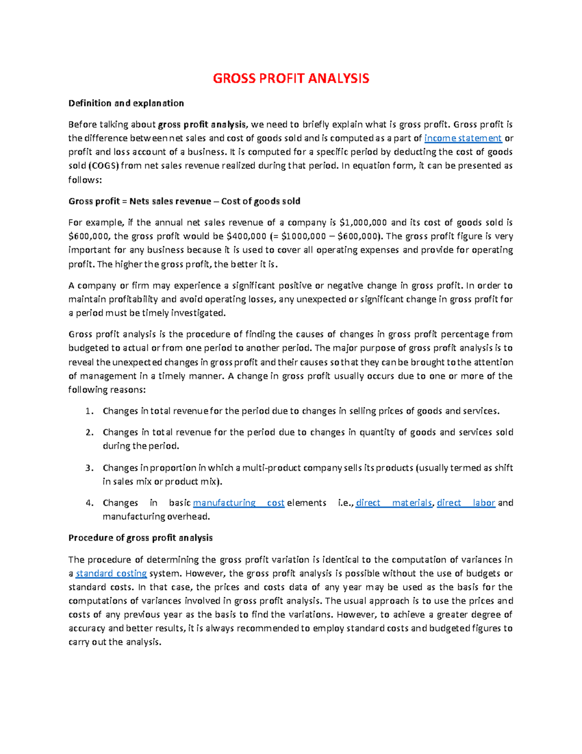 Gross Profit Analysis: Causes, Variances, and Importance Explained ...