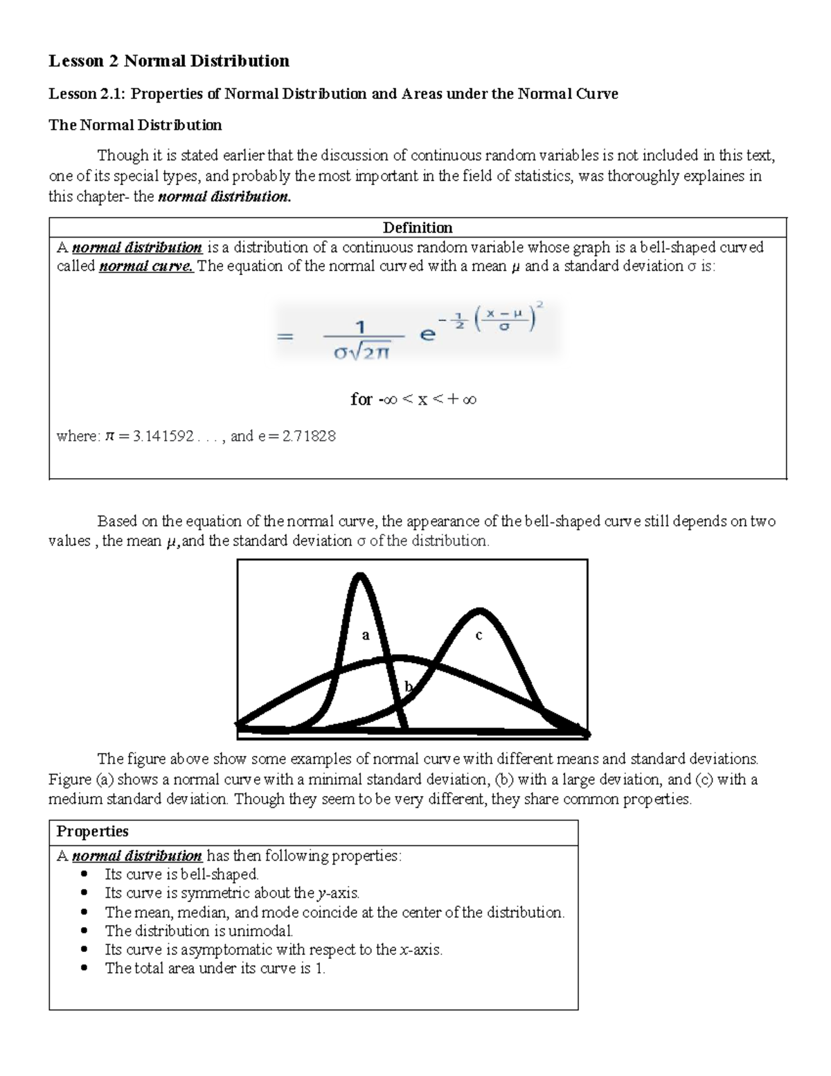 Lesson 5: Normal Distribution - Properties & Areas Under the Curve ...
