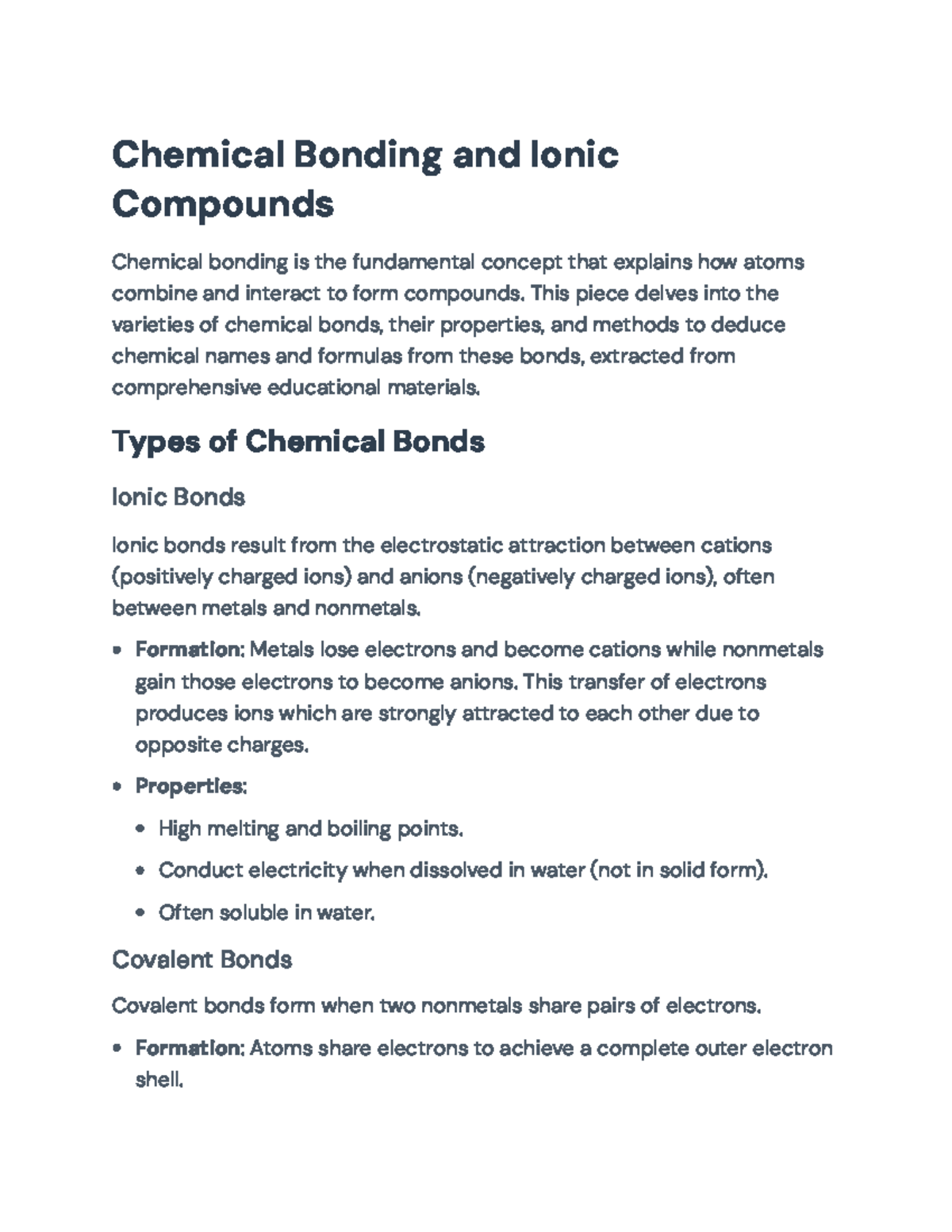 Chemical Bonding and Ionic Compounds - Types, Naming & Formulas ...
