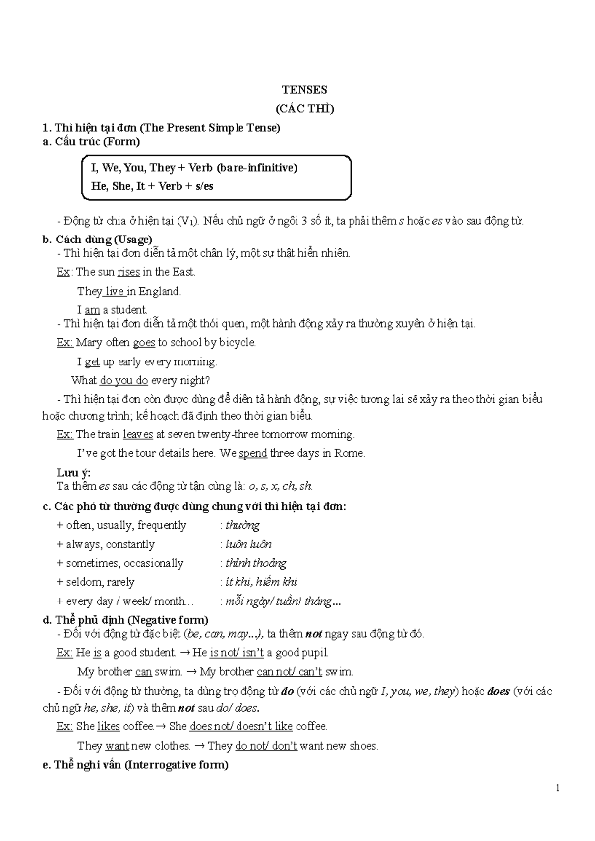 TENSES IN ENGLISH GRAMMAR (ENG 101) - MAI LAN HUONG & HA THANH UYEN ...