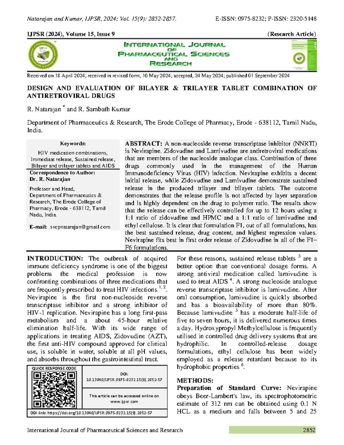 Design and Evaluation of Bilayer and Trilayer Tablets for HIV Treatment ...