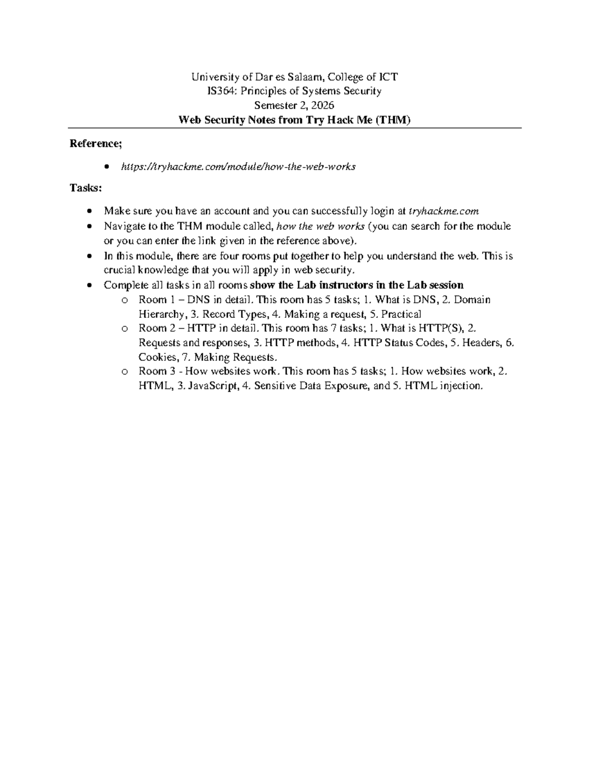 IS364: Web Security Lab 1 Notes from Try Hack Me (THM) - Studocu