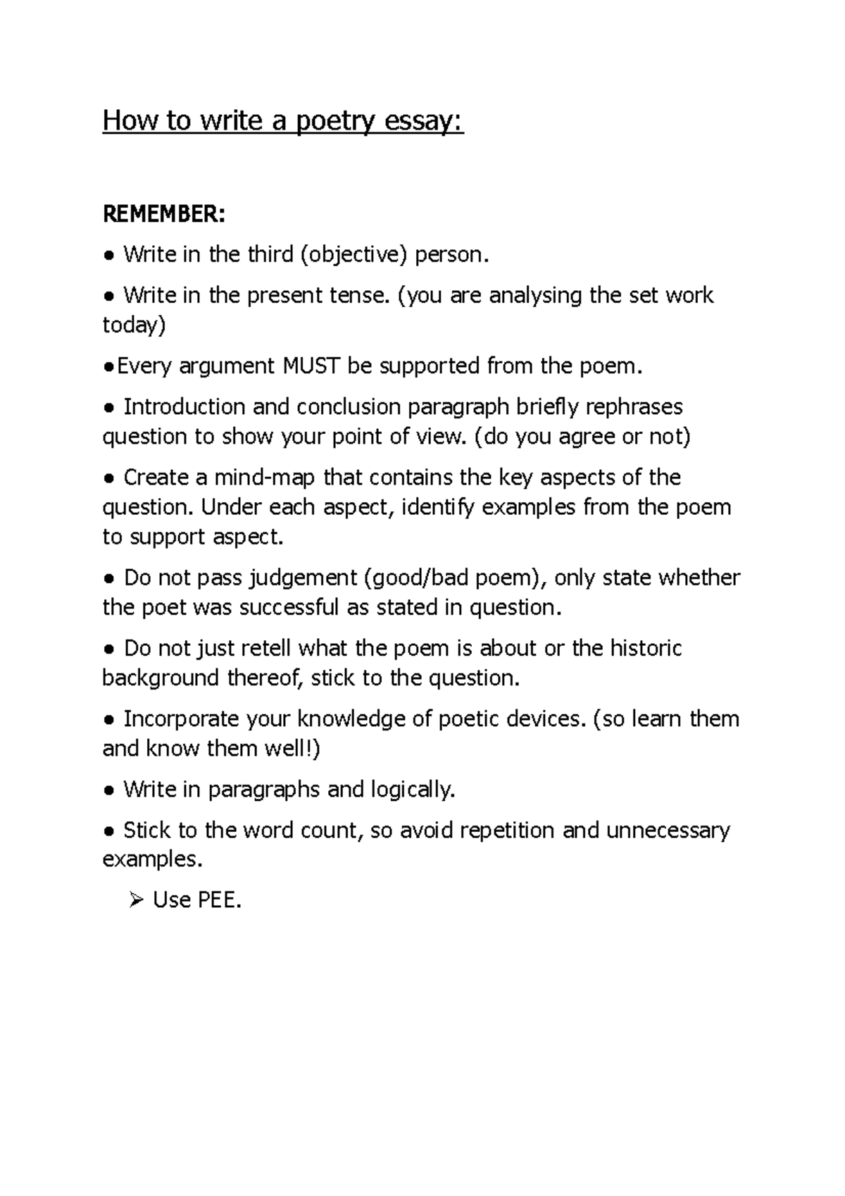 How to Write a Poetry Essay: Tips and Guidelines for Analysis - Studocu