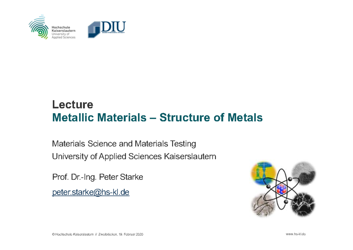 Metallic Materials Lecture Notes - Structure of Metals (Chap 2) - Studocu