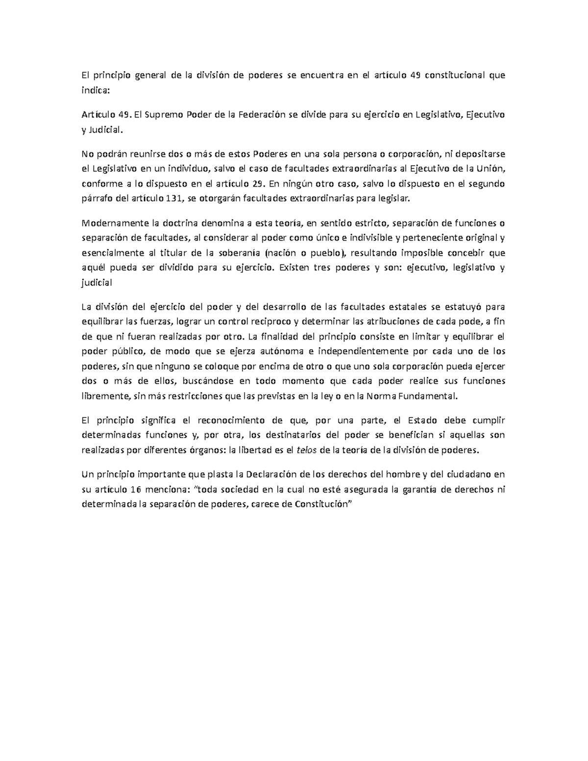 La División de Poderes en la Constitución: Artículo 49 y Funciones ...