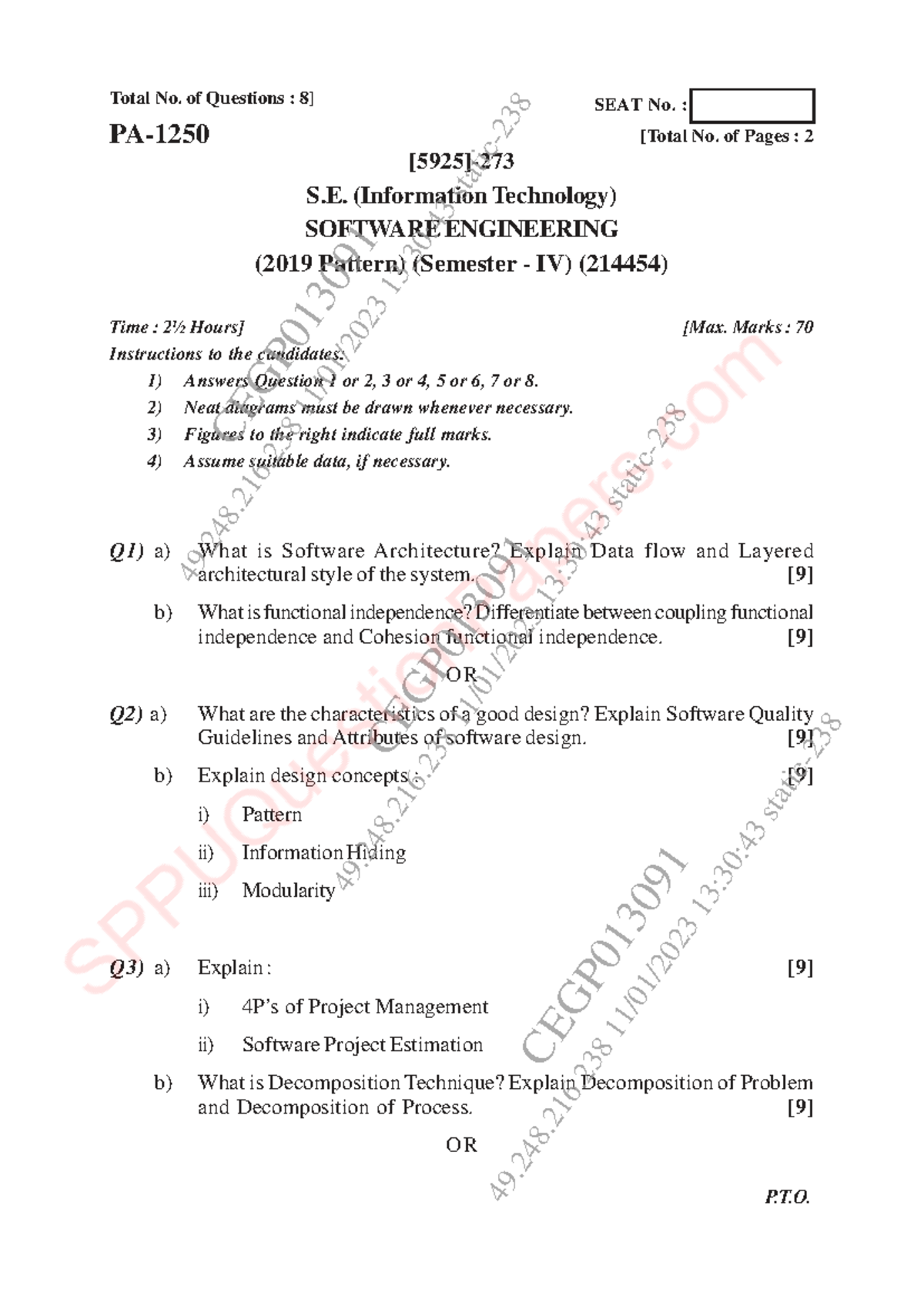 Software Engineering (214454) Semester IV Exam - Nov 2022 - Studocu