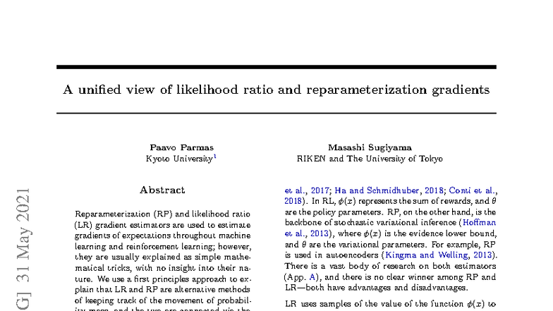 AISTATS 2021: Unified Insights on Likelihood Ratio & Reparameterization ...