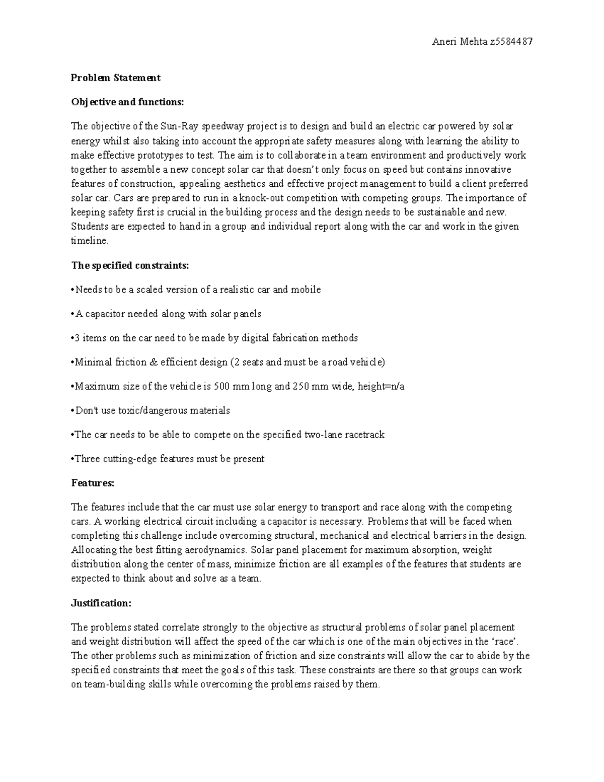 Problem Statement- Aneri - Aneri Mehta z Problem Statement Objective ...