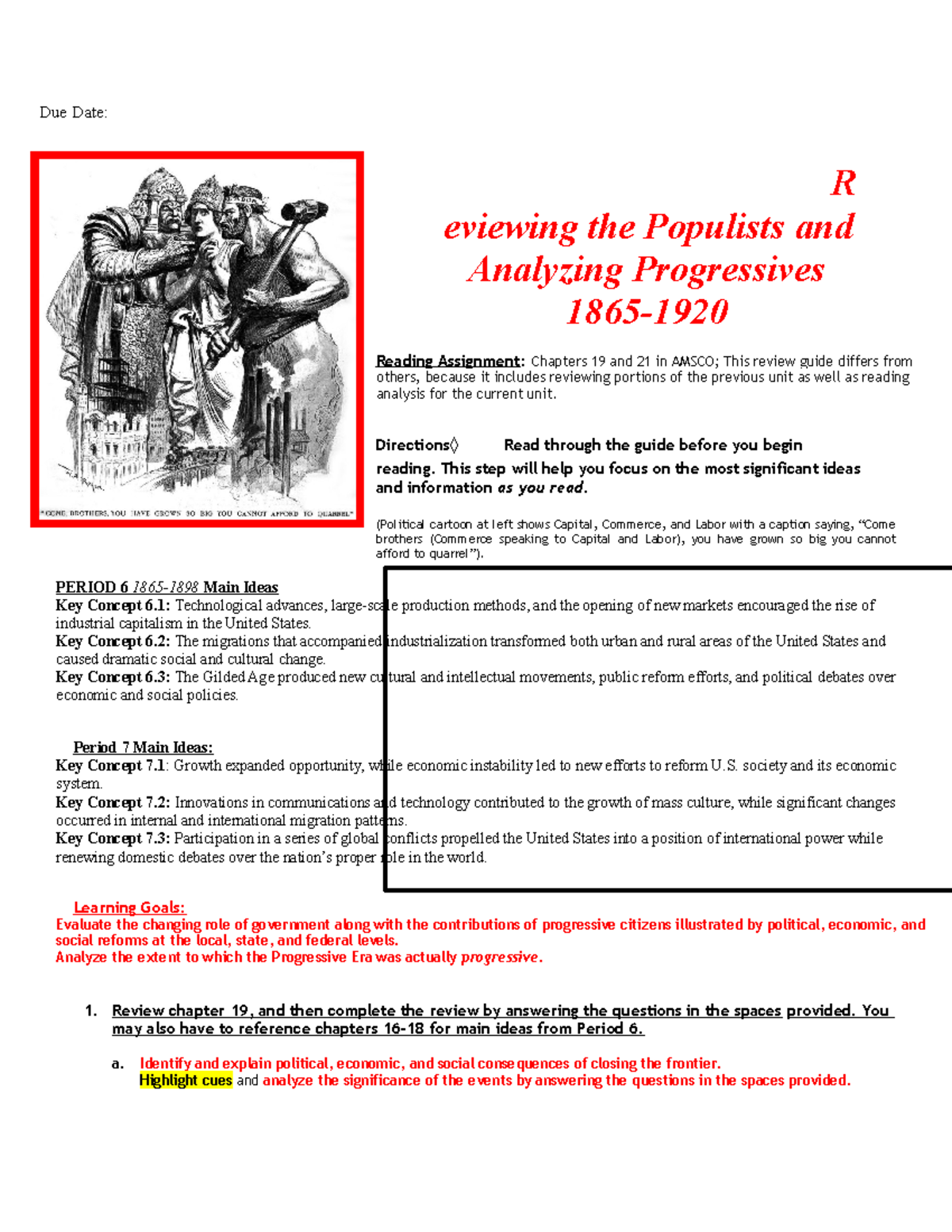 Amsco Apush chapter 21 - I like history - Due Date: R eviewing the ...