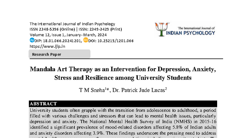 Mandala Art Therapy for Depression, Anxiety, and Stress Relief in Uni ...
