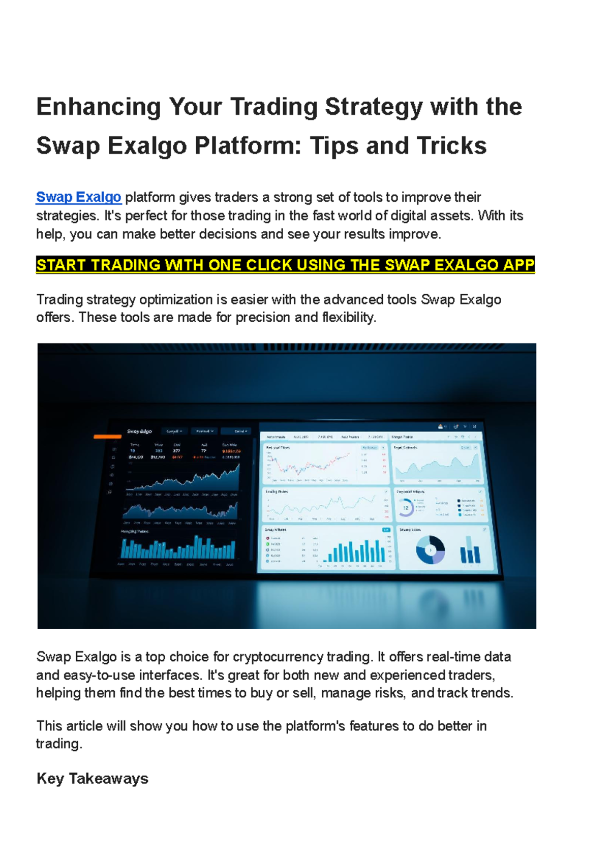 Optimizing Trading Strategies with Swap Exalgo: Tips & Insights - Studocu
