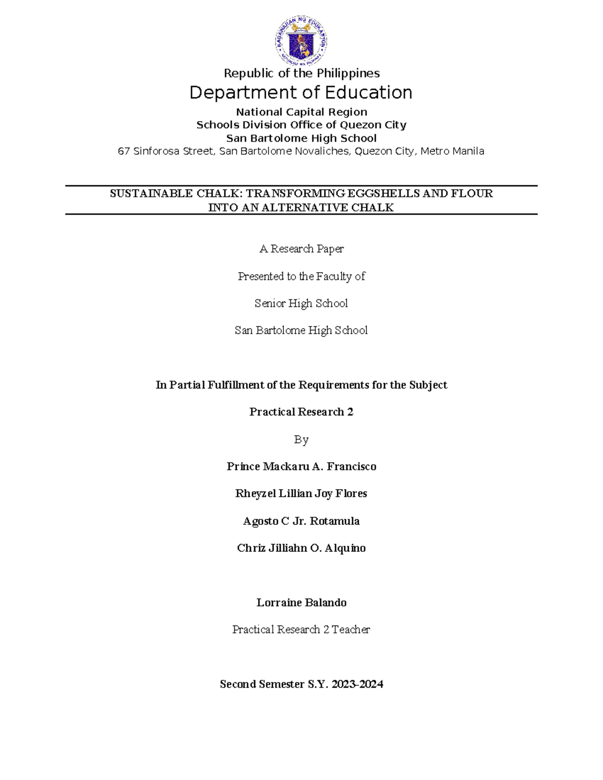Chapter 1: The Problem and Background of Alternative Chalk (Practical ...