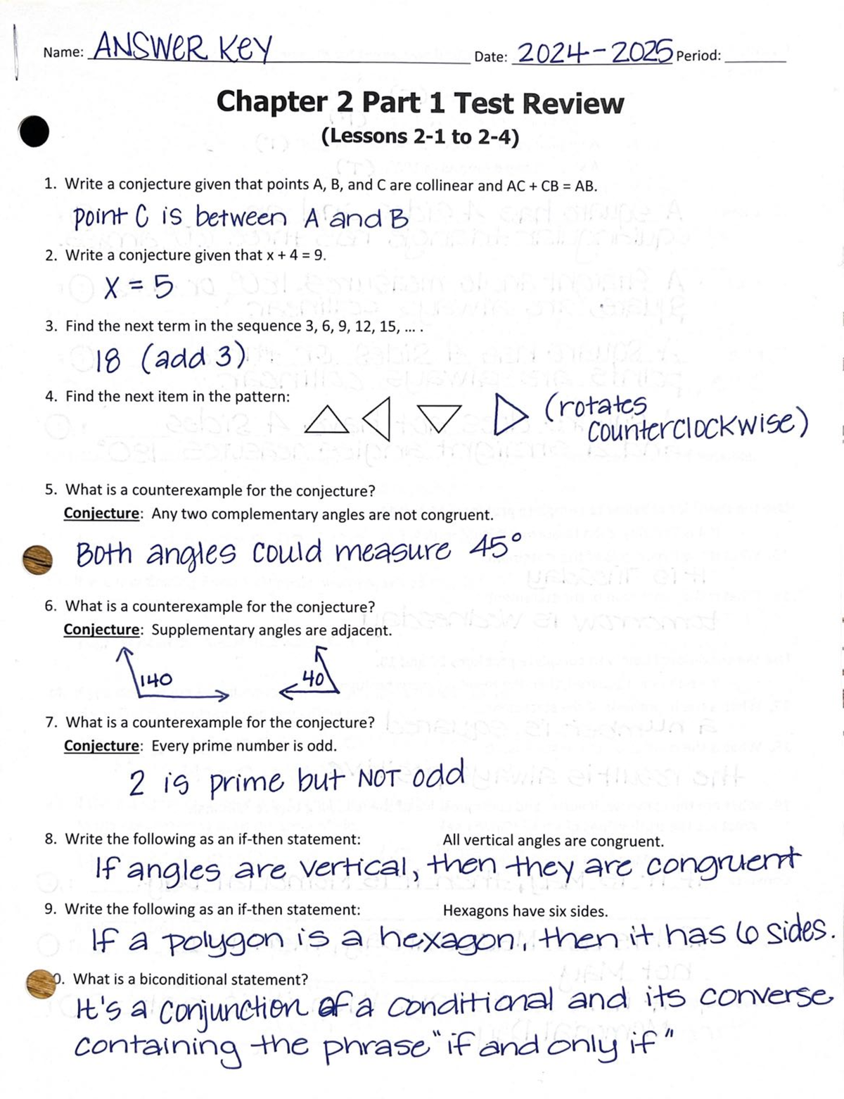 Final Exam Study Guide: Chapter 2 Test Review & Answer Key - Studocu