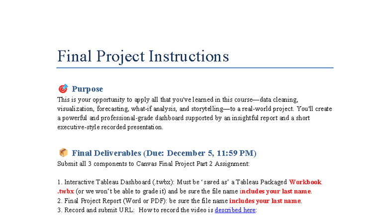 Final Project Instructions Part 2: Tableau Dashboard & Report - Studocu