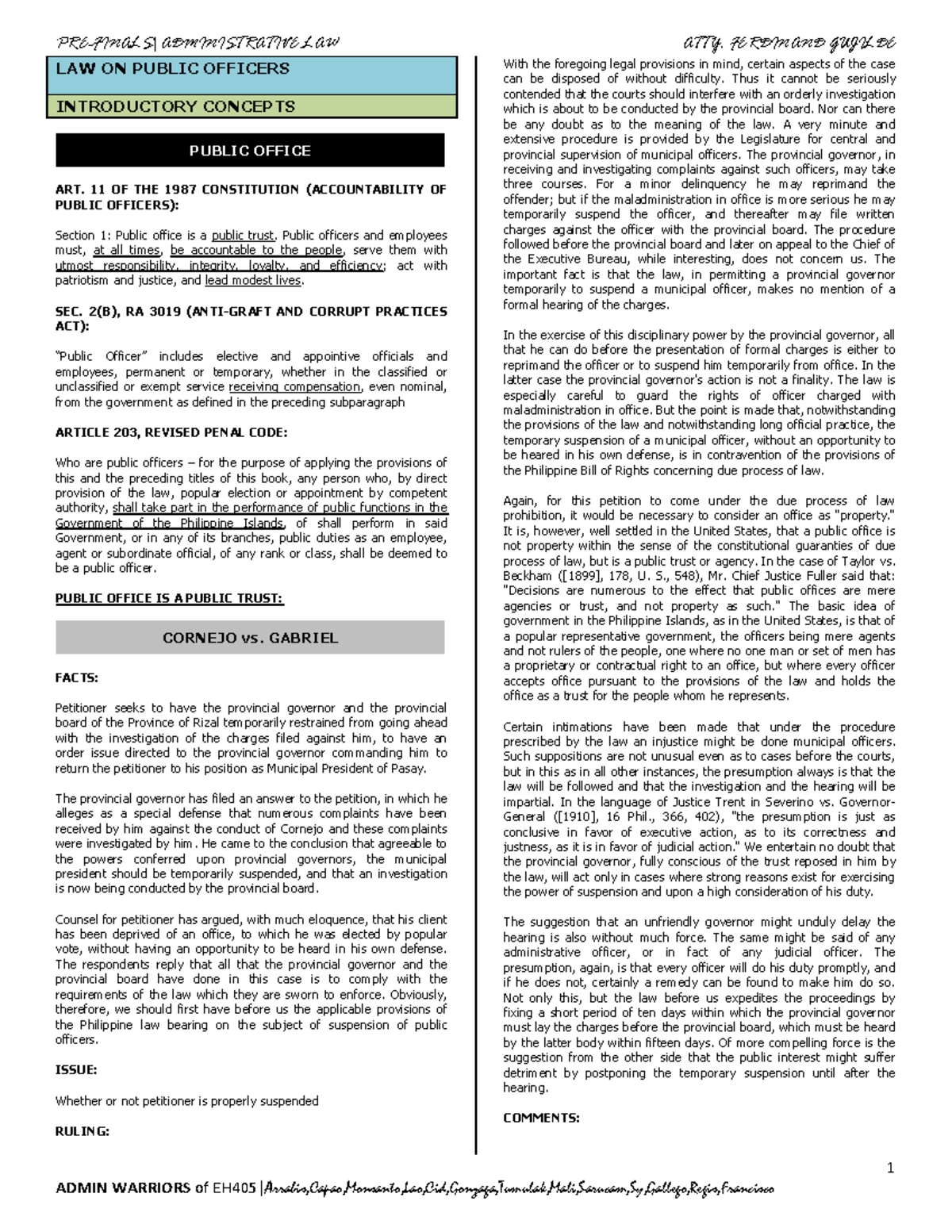 LAW 101: Public Officers and Accountability - Key Concepts and Cases ...
