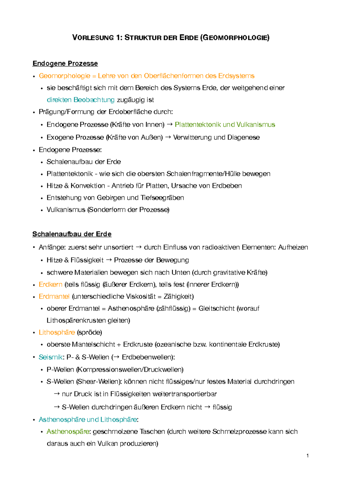 Physische Geographie 1 - VORLESUNG 1: STRUKTUR DER ERDE (GEOMORPHOLOGIE ...