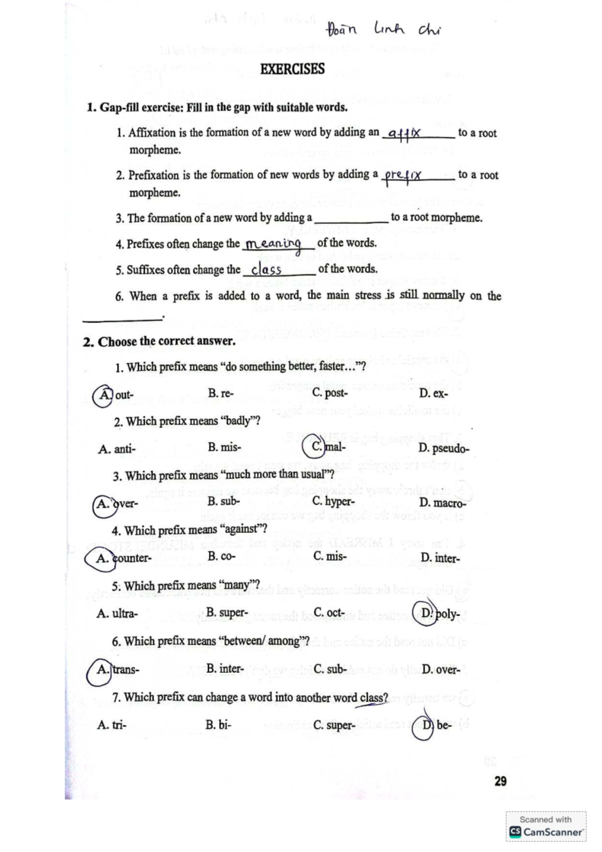 Lexicology HW: Exercises on Affixation and Word Formation - Studocu