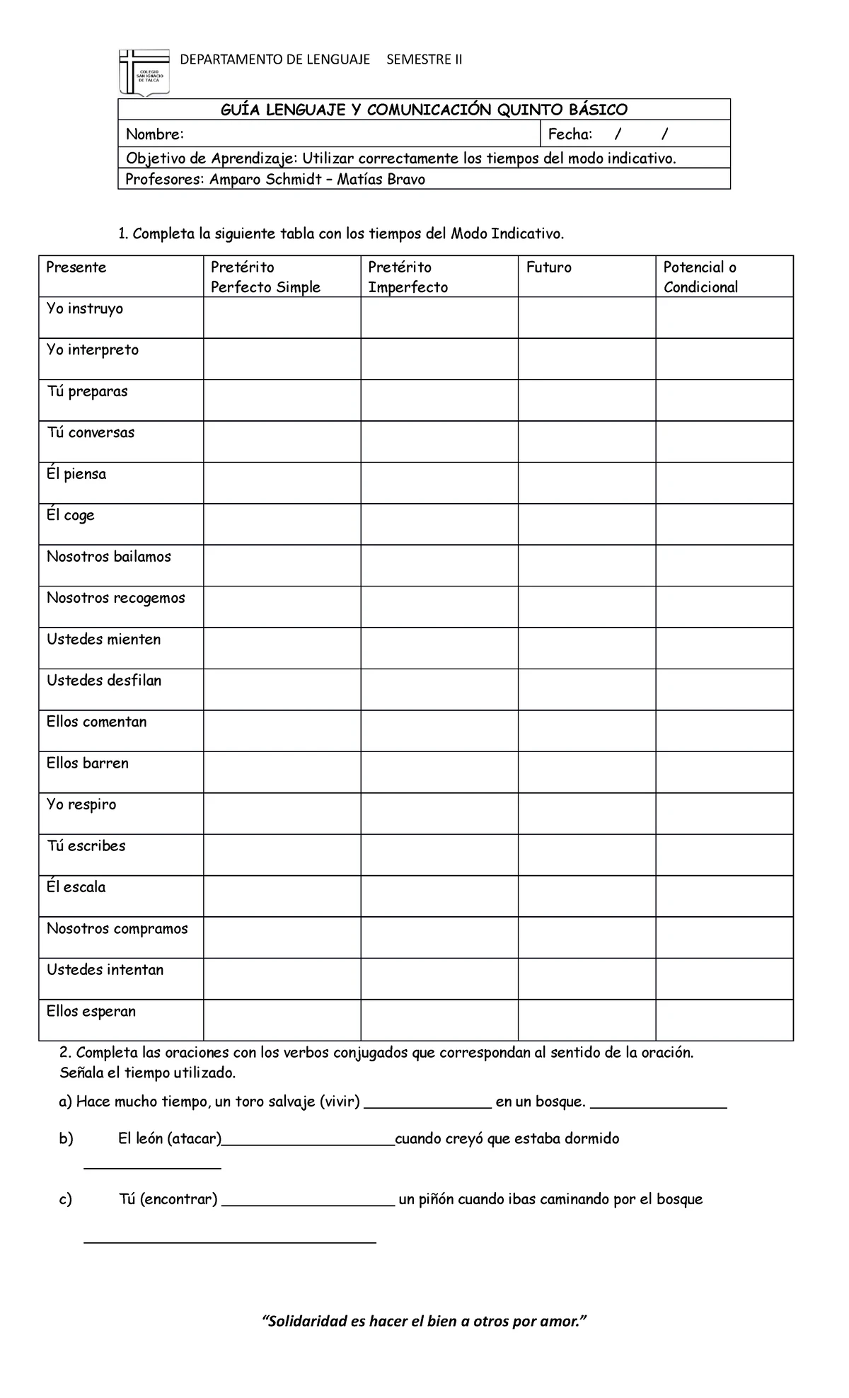 5º Guía - Novela, Obra Dramática y Modo Indicativo - GUÍA LENGUAJE Y ...