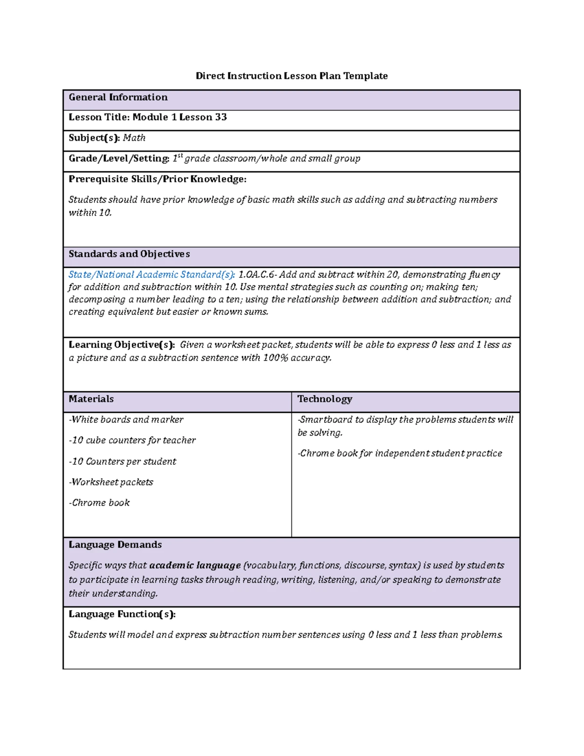 C935 task 1 - Finding area lesson plan for diverse learners - Studocu
