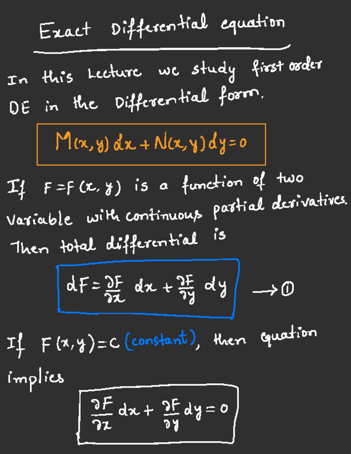 Exact Differential Equations: Concepts & Solutions (DE Lecture Notes ...