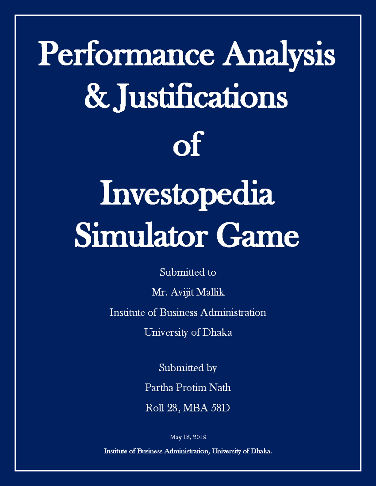 58D Roll 28 Performance Analysis & Justifications of Investopedia ...