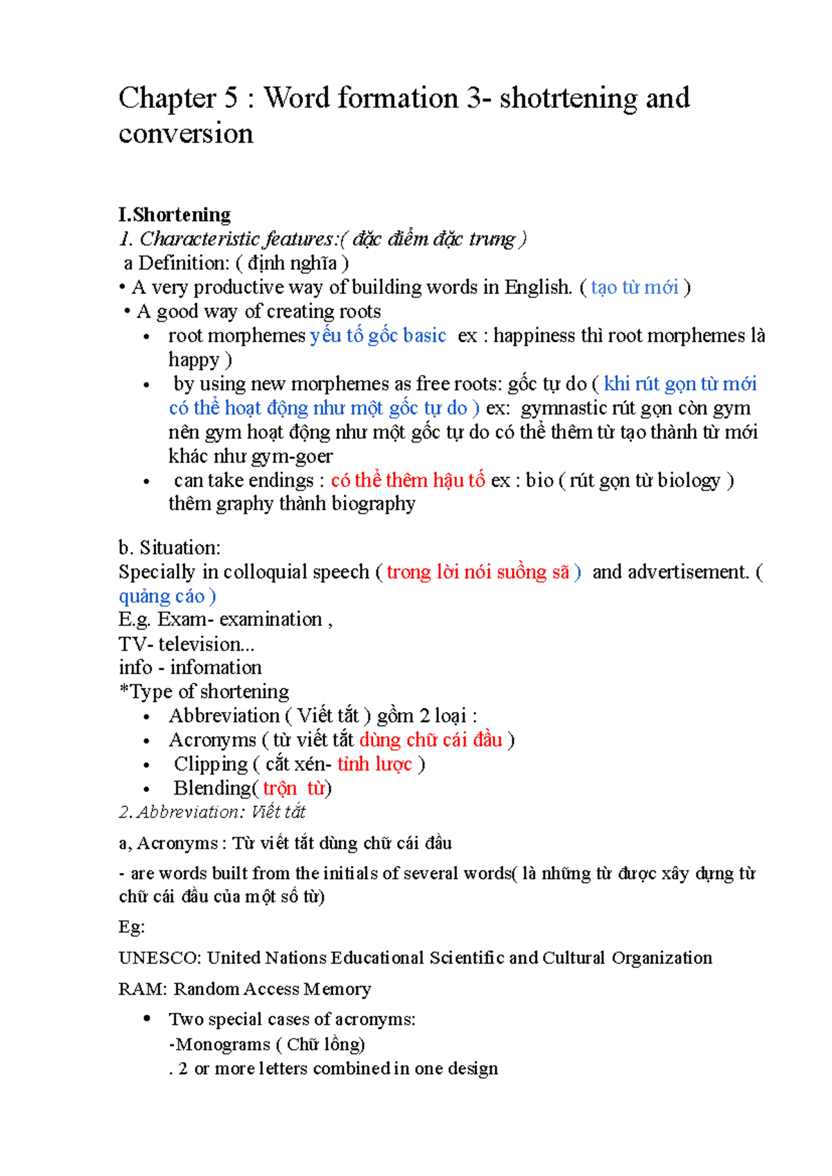 Chapter 5: Word Formation - Shortening & Conversion Techniques - Studocu