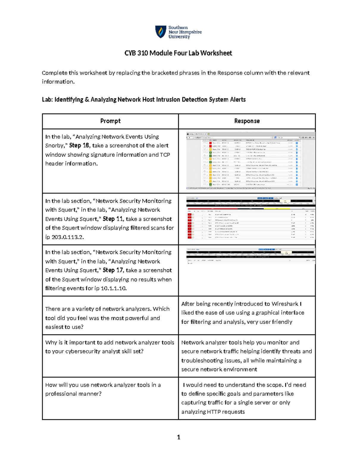 CYB 310 Module Four Lab Hakim Gibson - CYB 310 Module Four Lab Worksheet Complete this worksheet ...