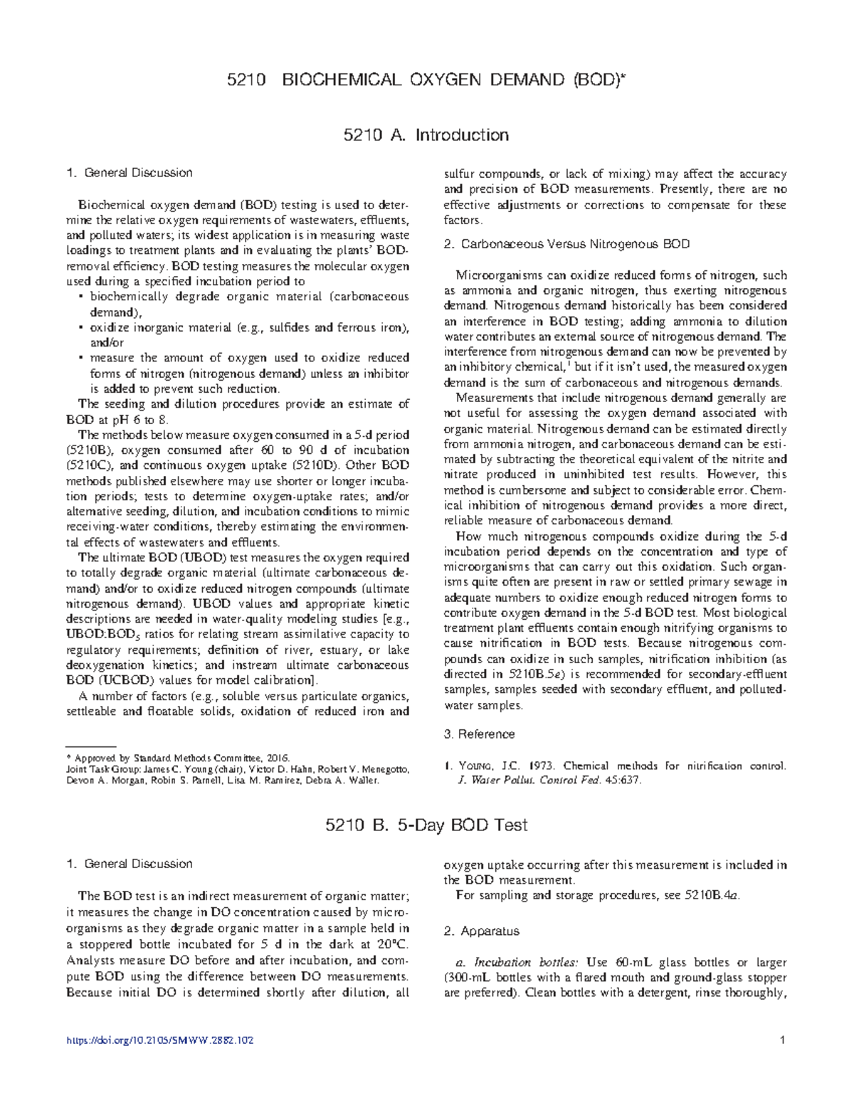 5210 Biochemical Oxygen Demand (BOD) Testing Overview and Methods - Studocu
