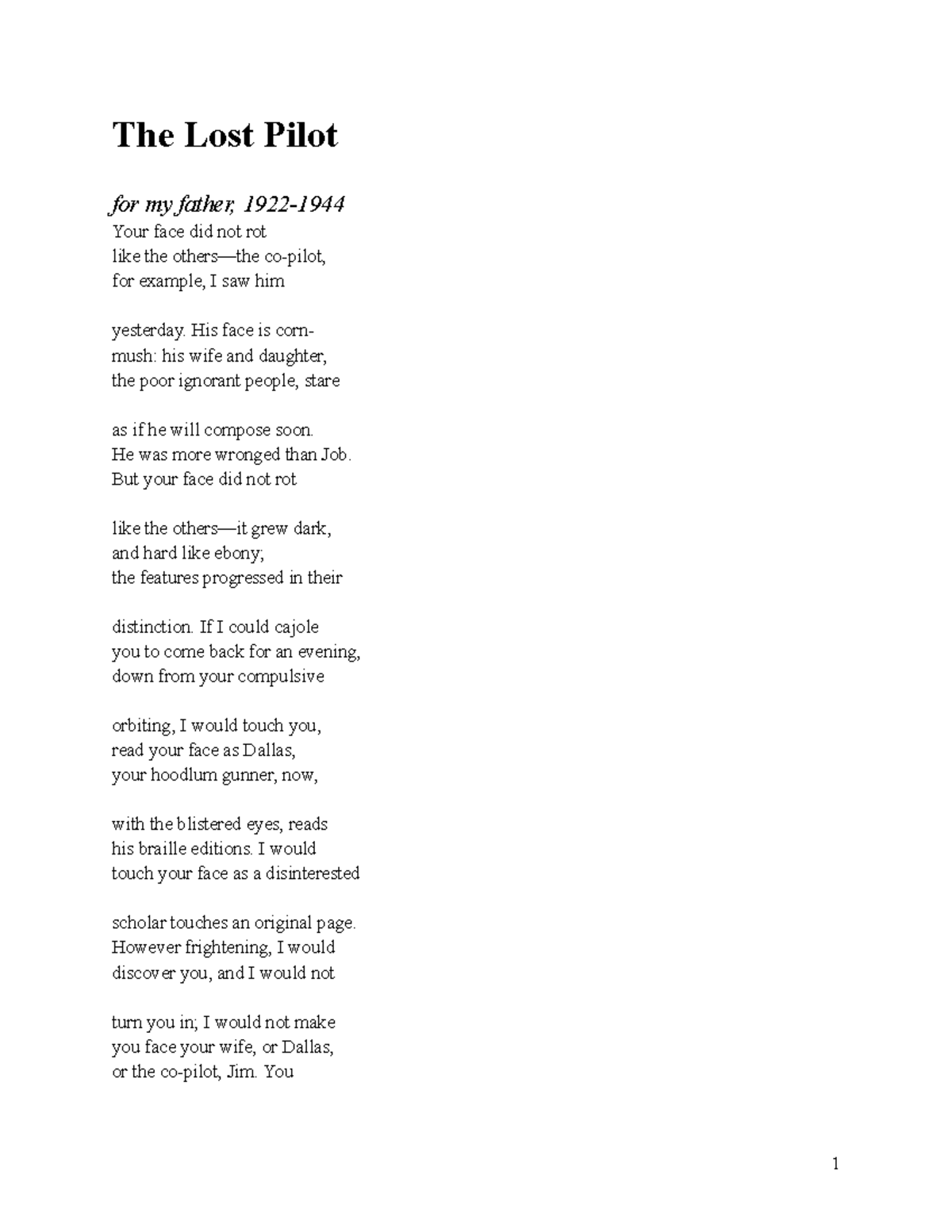 Half-Yearly Exam Paper Yr 8: Analysis of "The Lost Pilot" Poem - Studocu