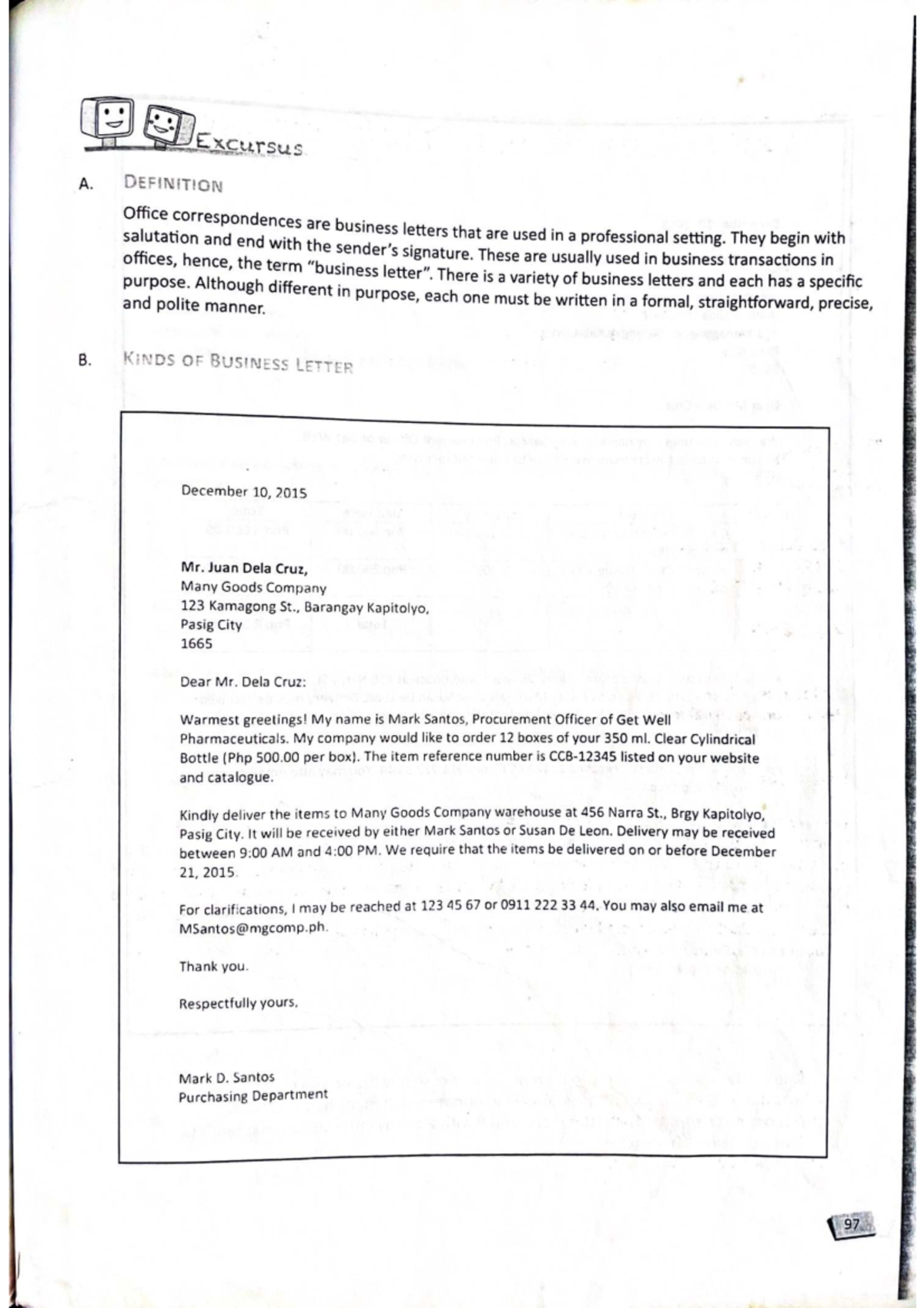 Various forms of office correspondence - Excursus A. DEFINITION ...