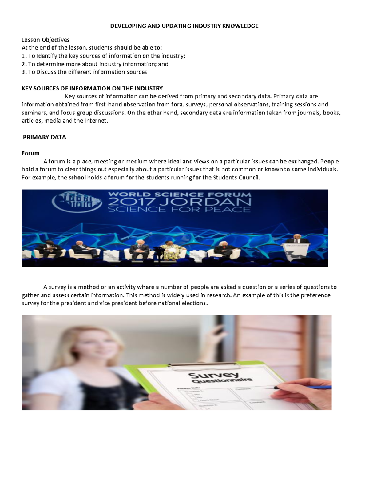 Developing And Updating Industry Knowledge Developing And Updating