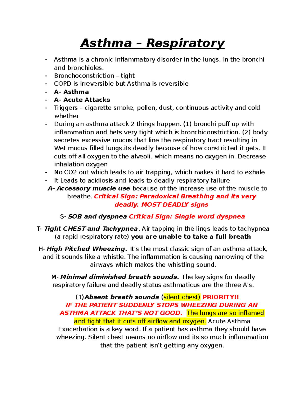 Asthma & Its Management: Key Insights for NURS 123 Final Exam - Studocu