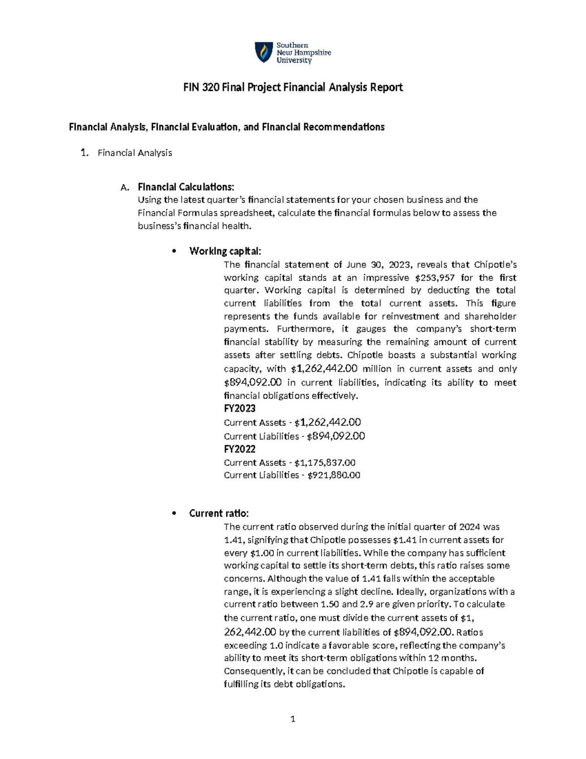FIN 320 Final Project: Chipotle Financial Analysis & Recommendations ...