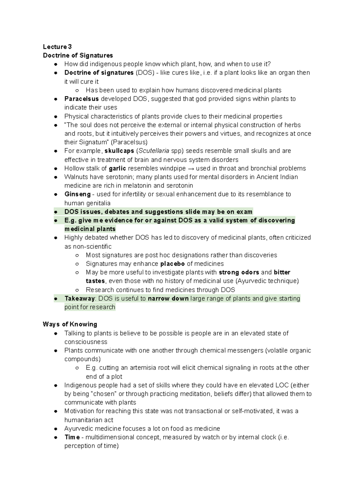 HORT 3270 Lecture 3: Doctrine of Signatures and Indigenous Plant ...
