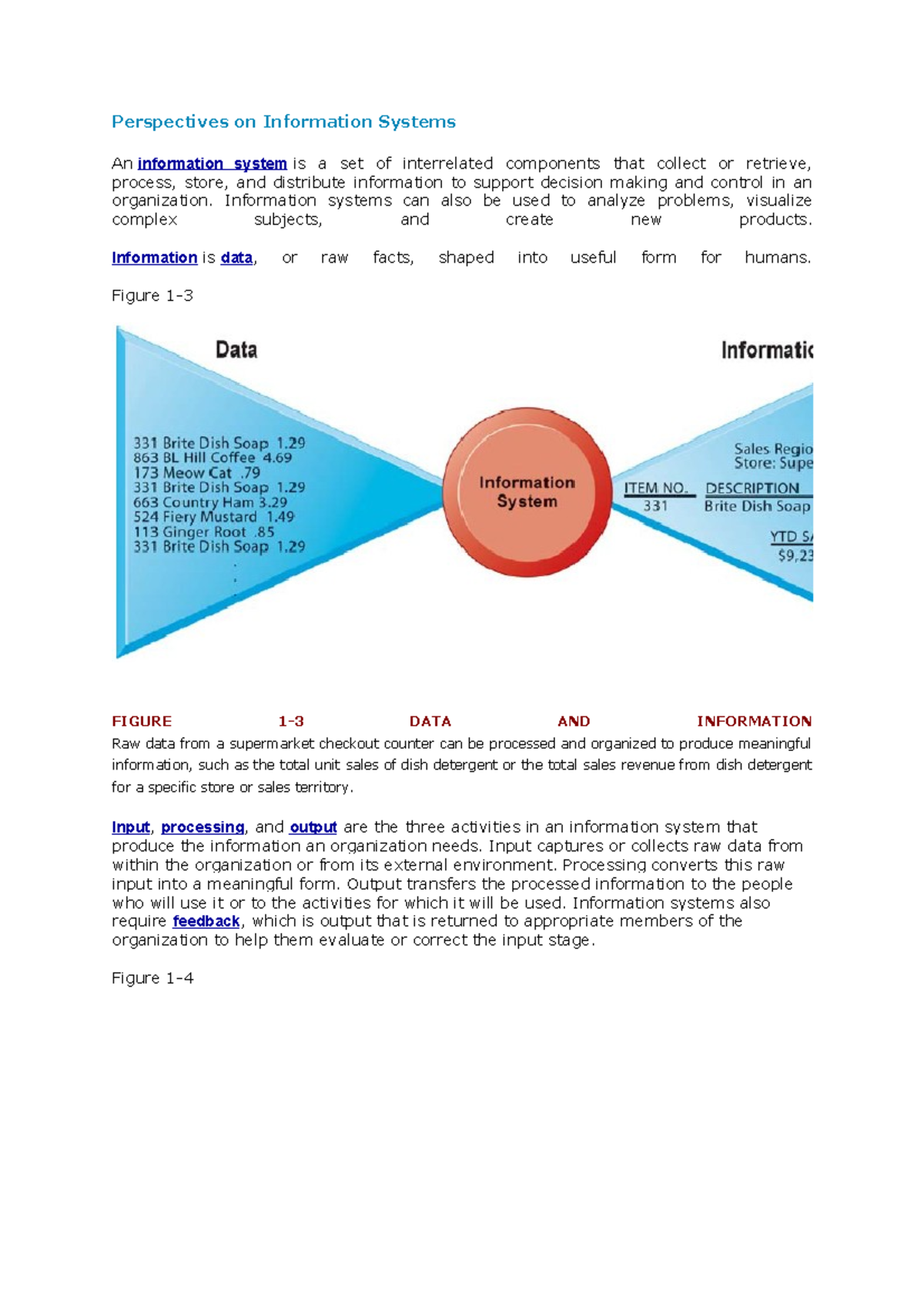 Perspectives on Information Systems: Chapter 1 Overview and Key ...