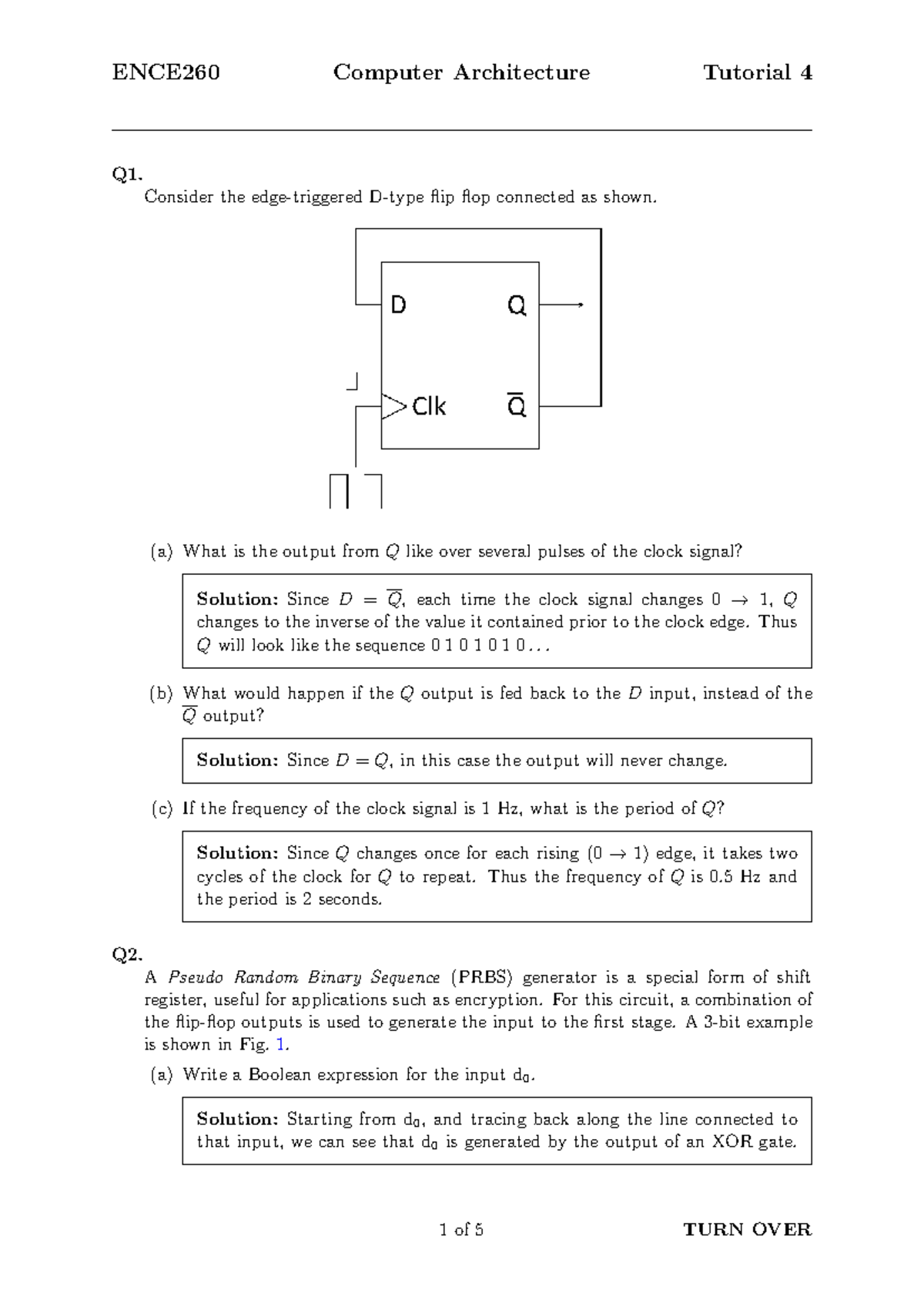 ENCE260 Computer Architecture Tutorial 4 Solutions and Analysis - Studocu