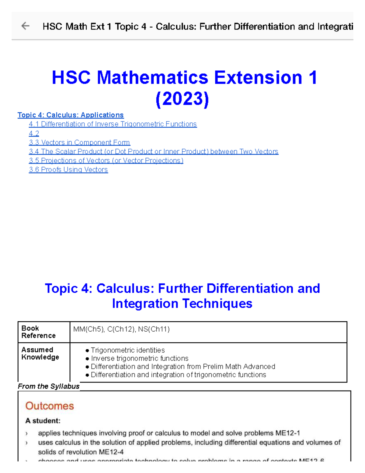 HSC Math Ext 1 Topic 4: Calculus - Further Differentiation ...