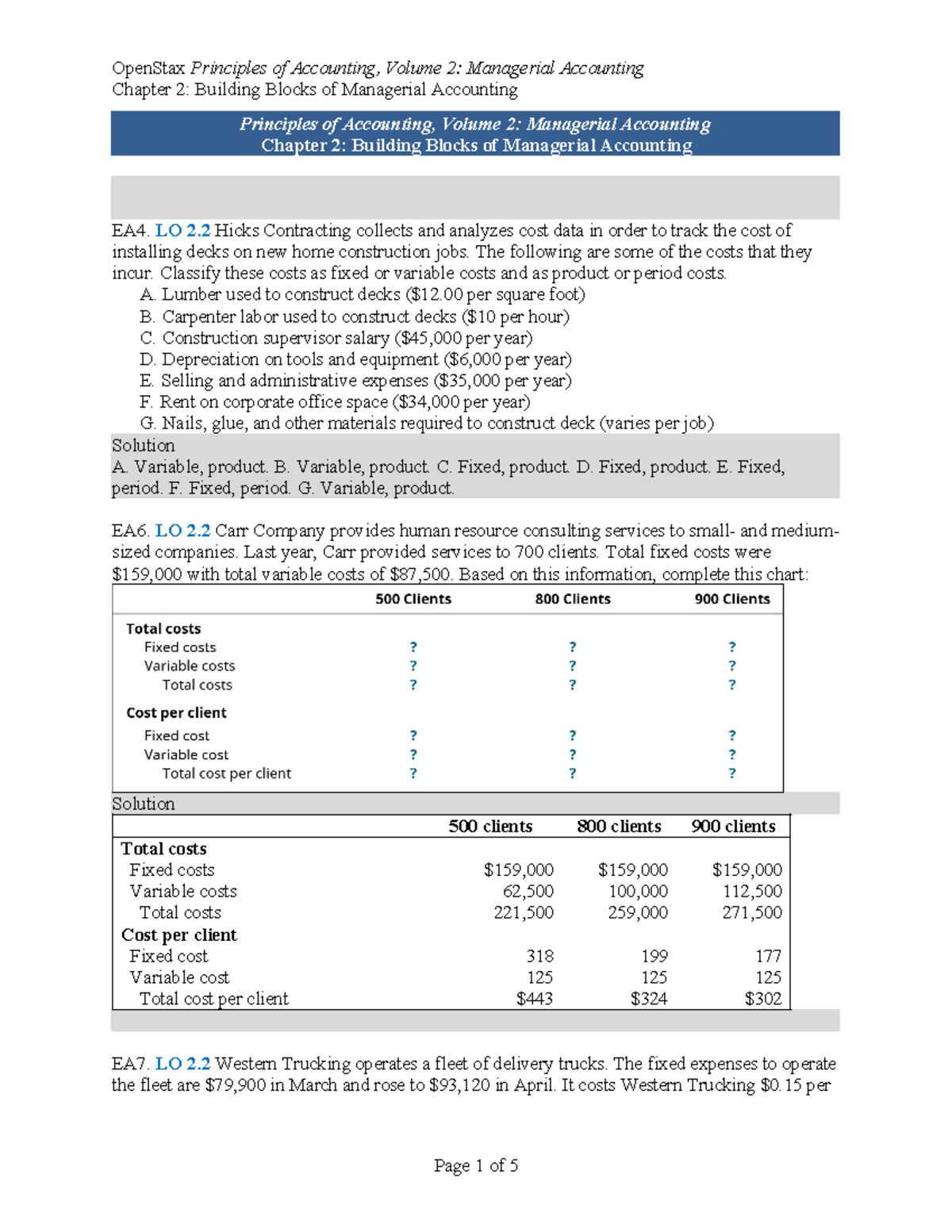 Managerial Accounting Ch 2 Homework Solutions and Cost Analysis - Studocu