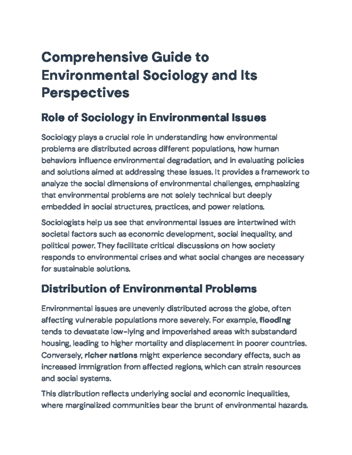 Comprehensive Guide to Environmental Sociology: Theoretical ...