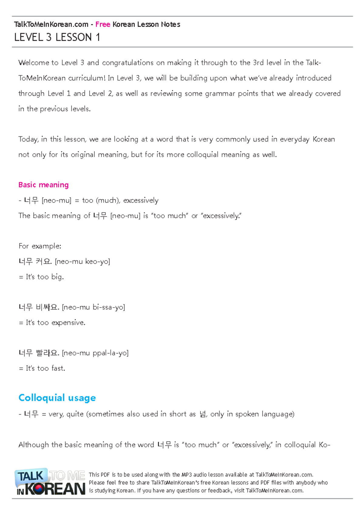 KOR 3: Lessons on Common Expressions and Future Tenses - Studocu