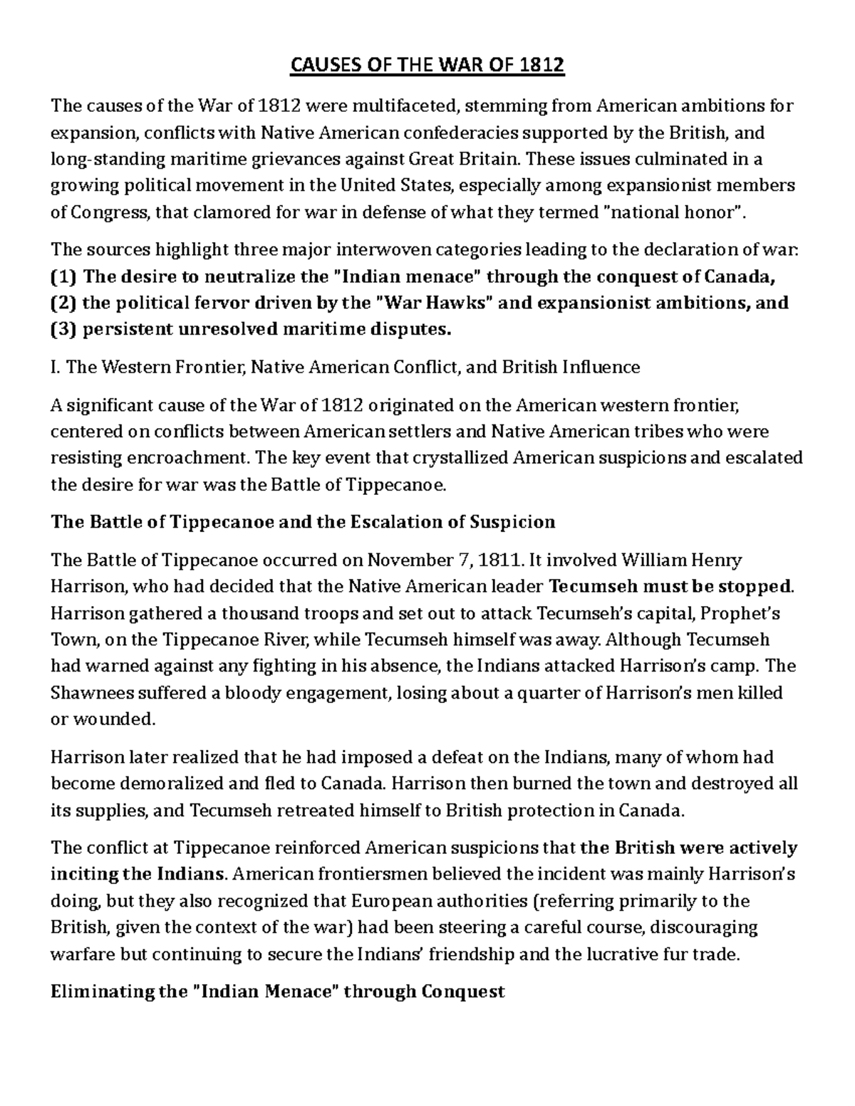 Causes of the War of 1812: Expansion, Conflict, and Political Fervor ...