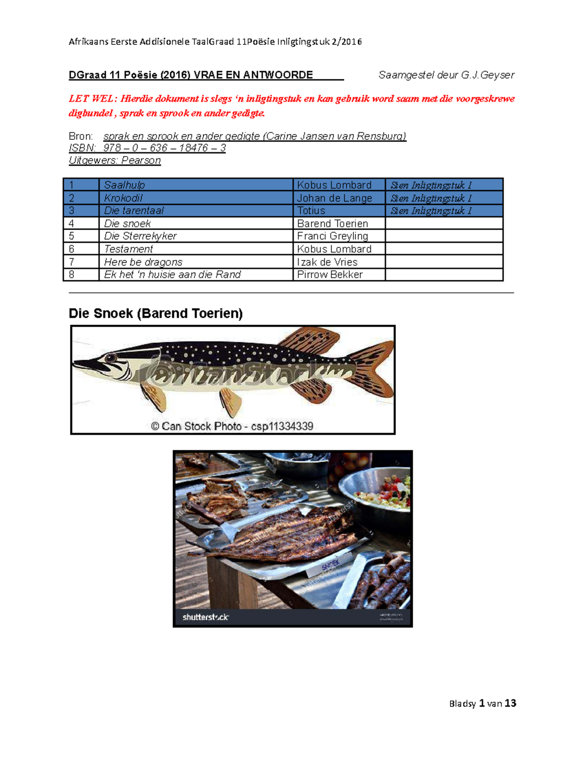 2016 Afrikaans EAT Gr 11 Poësie Inligtingstuk en Vrae - Studocu