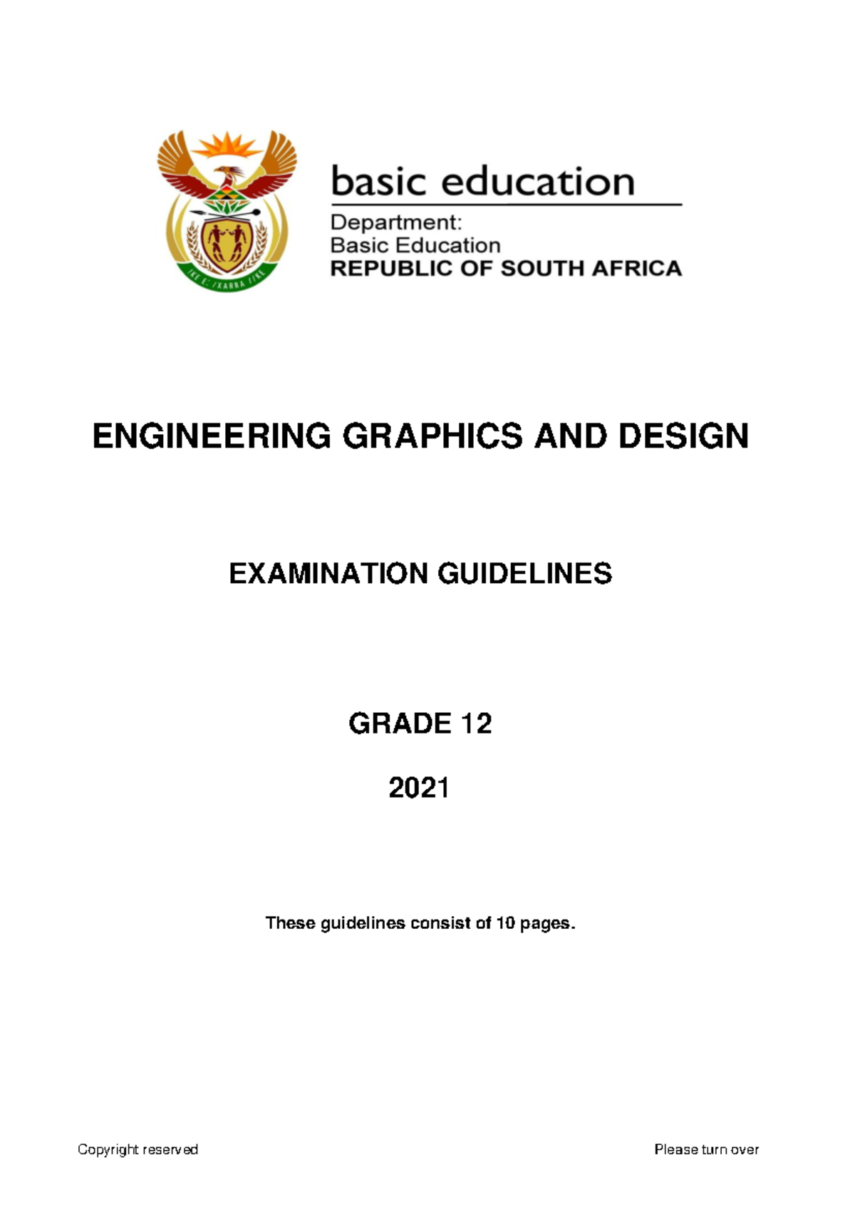 Engineering Graphics & Design GR 12 Exam Guidelines 2021 - Studocu